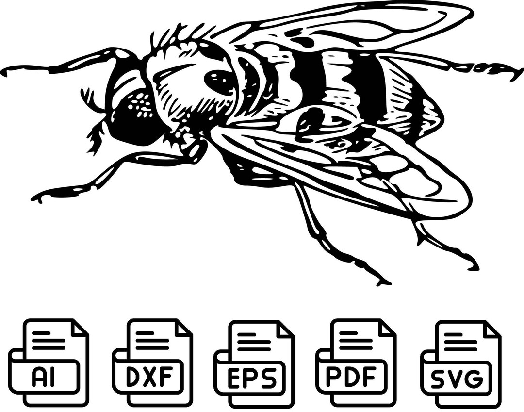 Vintage Bee Vector SVG Laser Cut, Screen Print File, Vinyl Cut File - Etsy