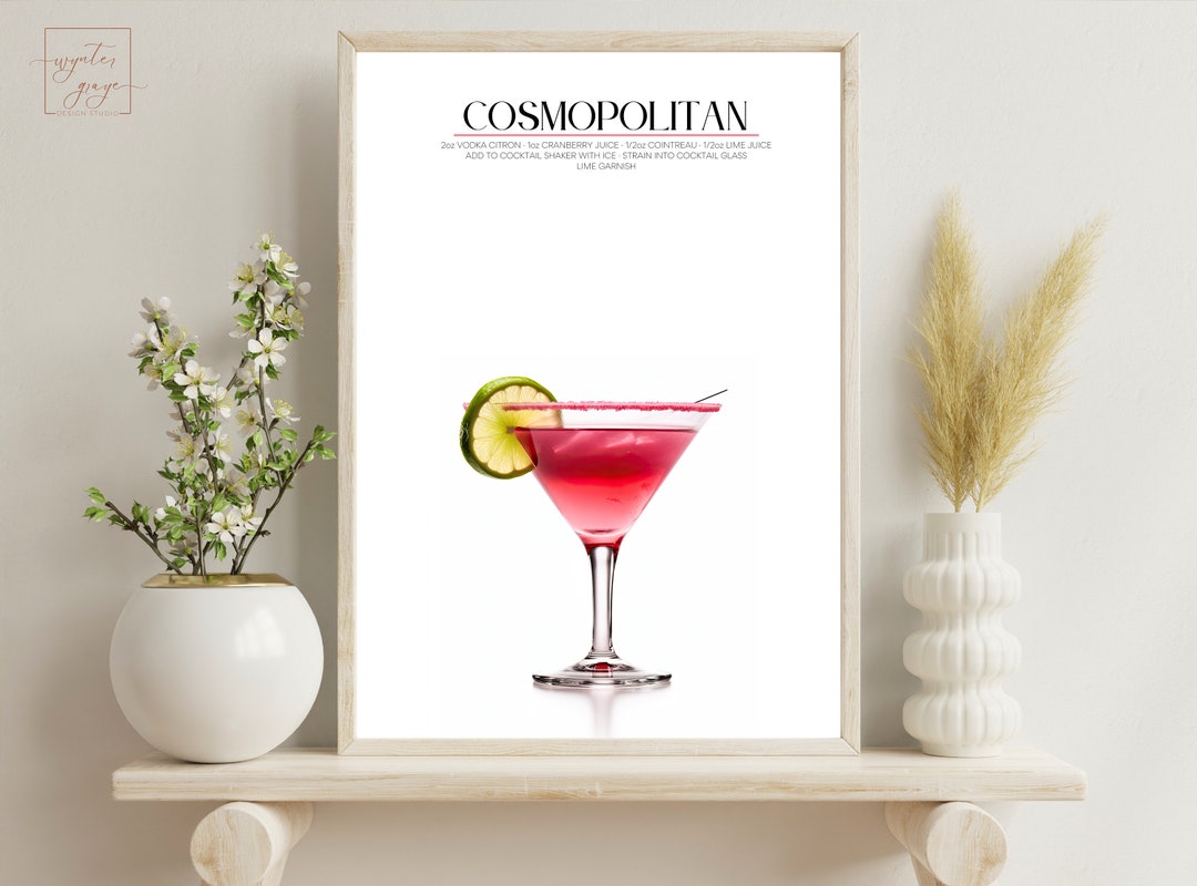 COSMOPOLITAN Cocktail Poster, Digital Download, Chic Bar Wall Art ...