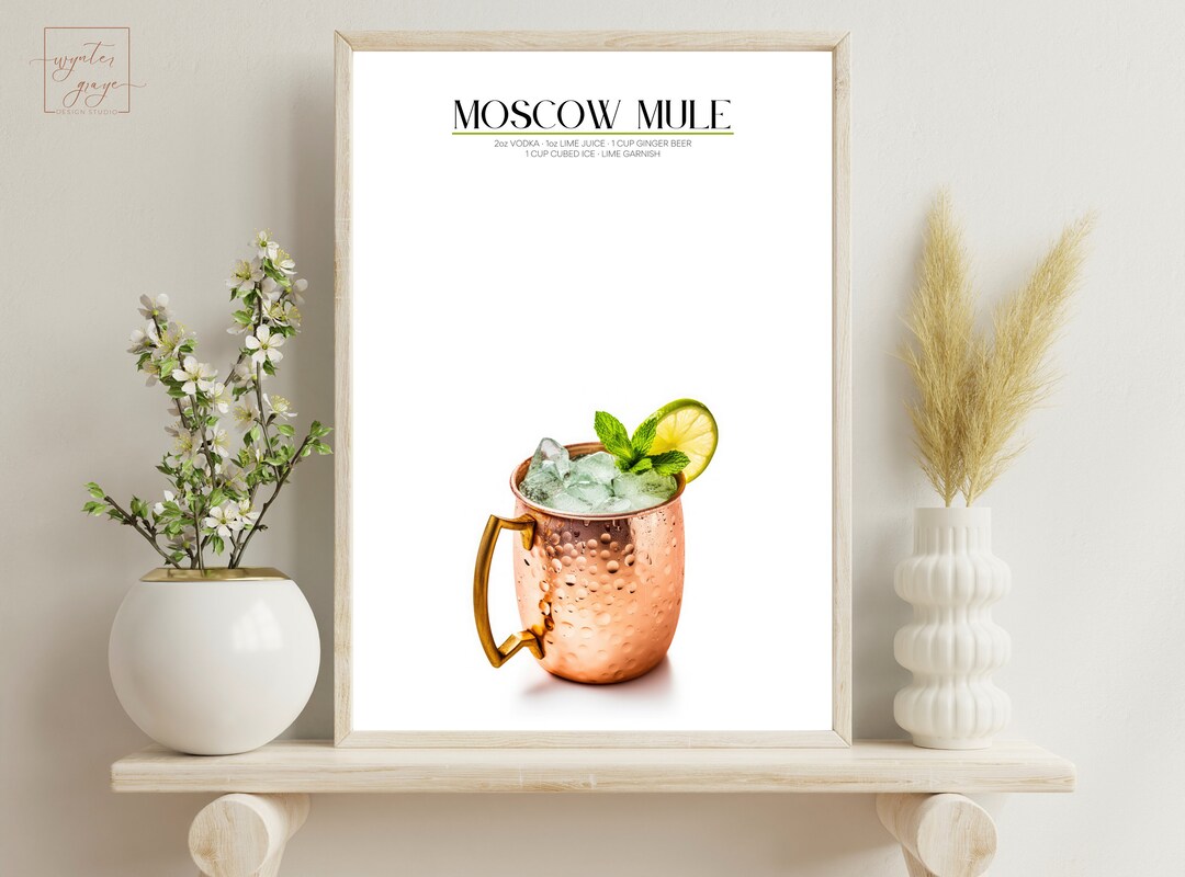 MOSCOW MULE Cocktail Poster, Digital Download, Chic Bar Wall Art, Drink ...