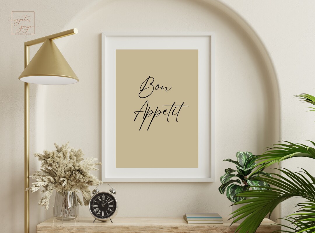 BON APPETITE | Modern Kitchen Wall Art | Digital Decor | Printable ...