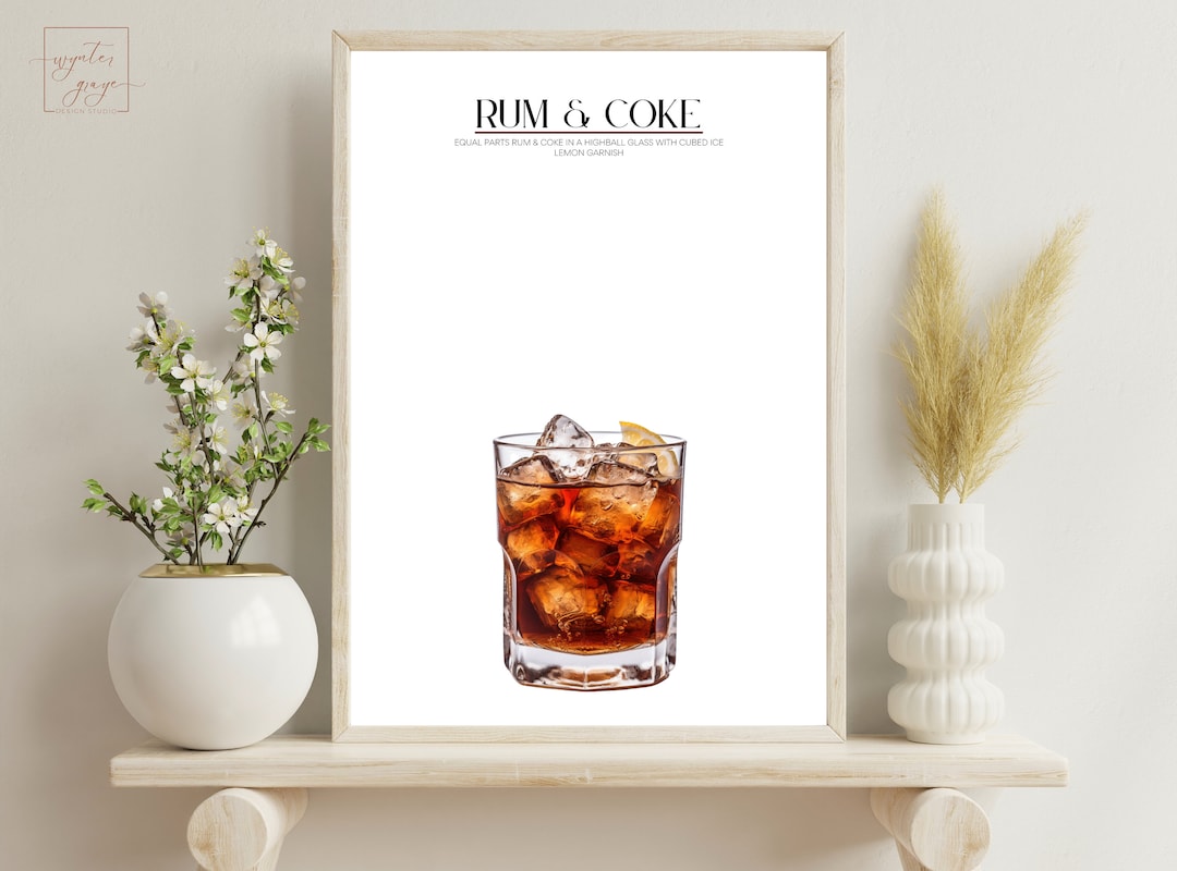 RUM AND COKE Wall Art, Vibrant Printable Wall Decor, Digital Download ...