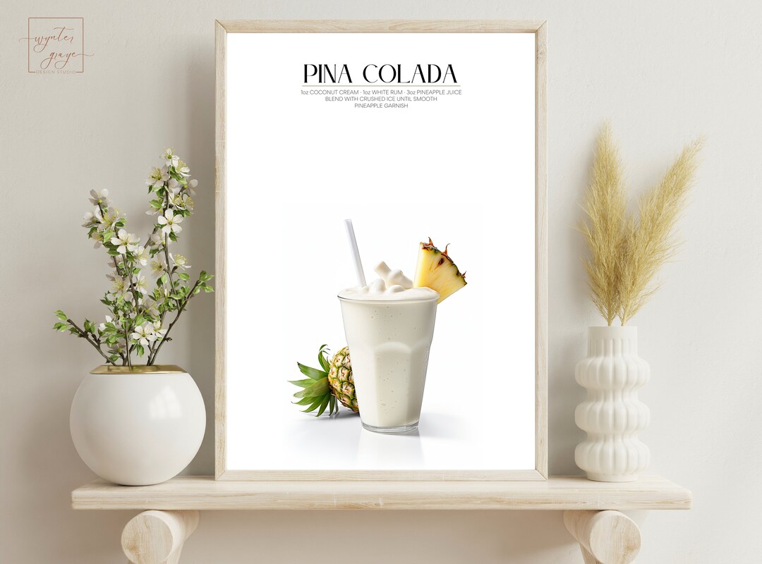 PINA COLADA Cocktail, Printable Wall Art, Digital Download, Modern Bar ...