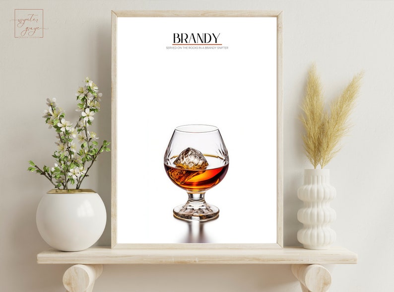 BRANDY Poster, Digital Download, Chic Bar Wall Art, Drink Print, Modern ...