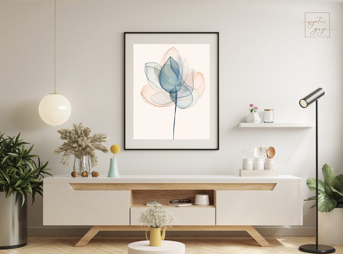 Neutral Colors LOTUS FLOWER Art | Single Print | Understated Wall Decor ...
