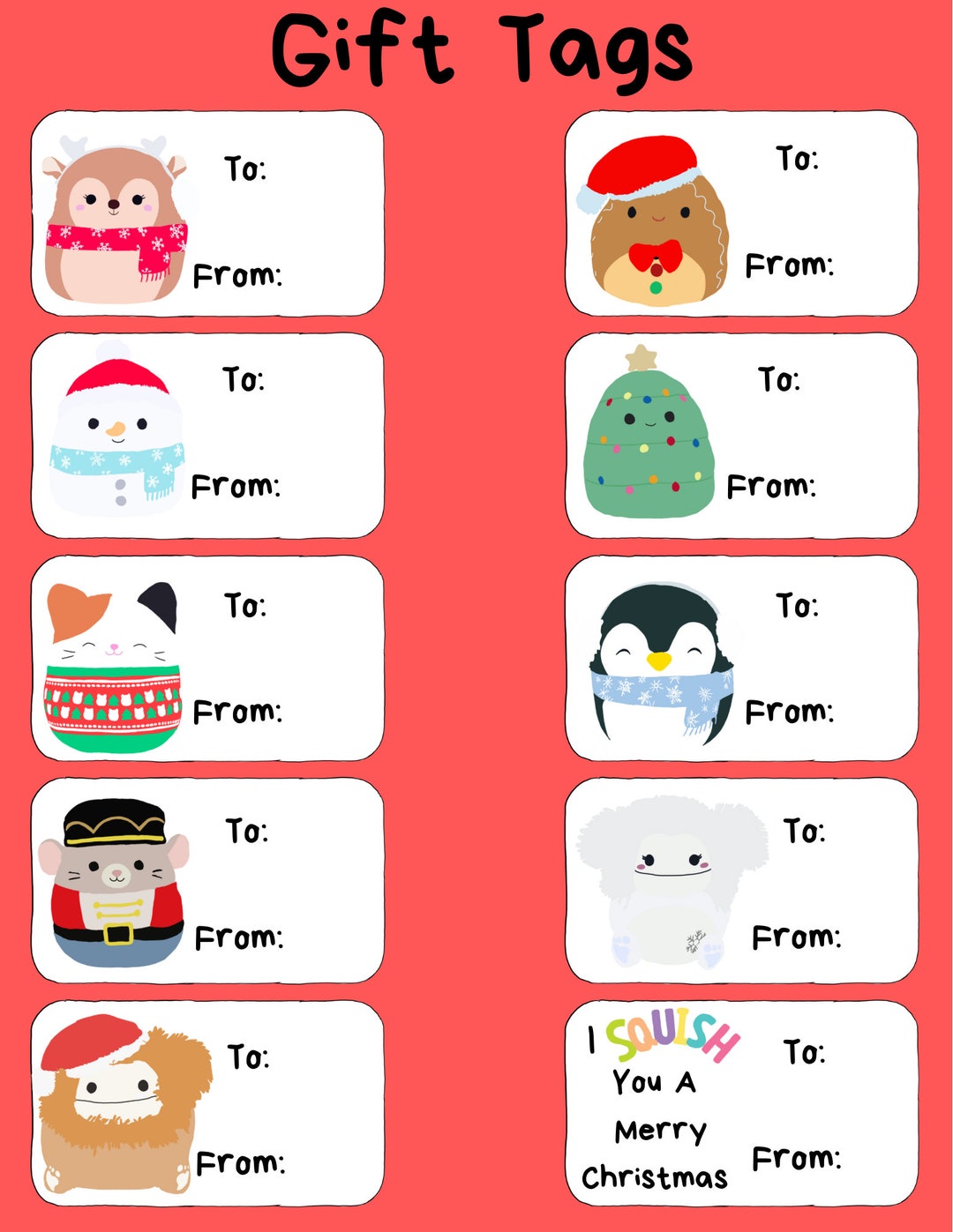 Squishmallow Gift Tags - Etsy
