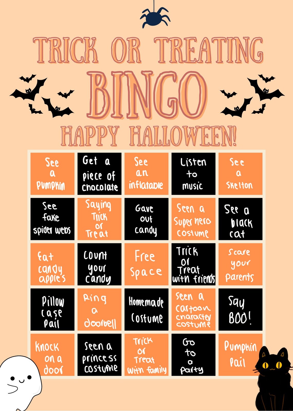 Printable Digital Download Trick or Treat Bingo for Kids Halloween - Etsy