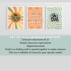 Editable Classroom Posters Expectations & Classroom Rules Groovy Retro ...