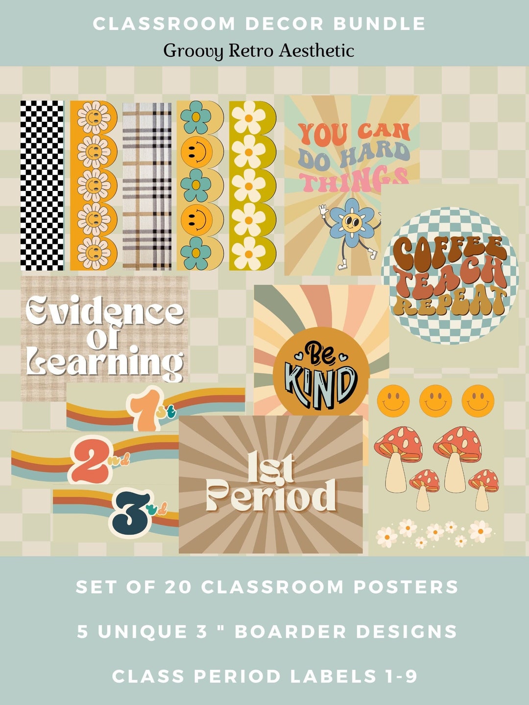 English Classroom Bulletin Board Bundle Print Labels Boarder Designs ...