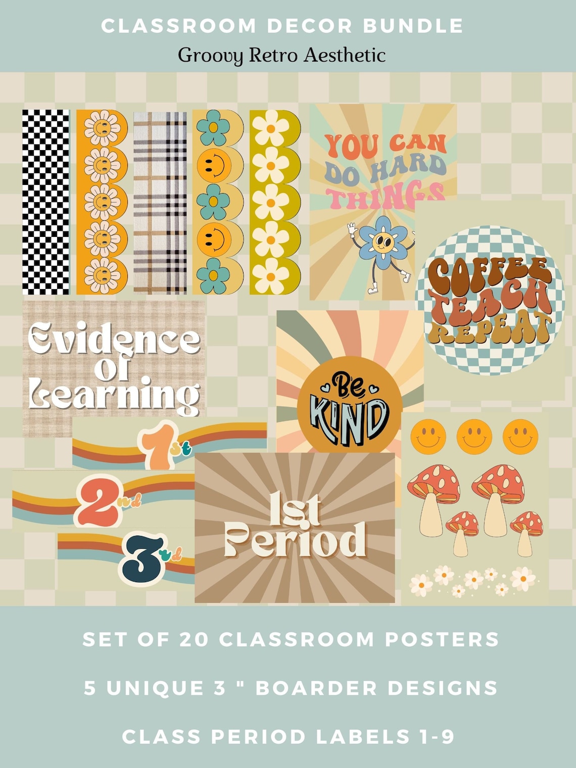 English Classroom Bulletin Board Bundle Print Labels Boarder Designs ...