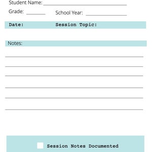School Counselor Notes Template, Printable and Fillable, School ...