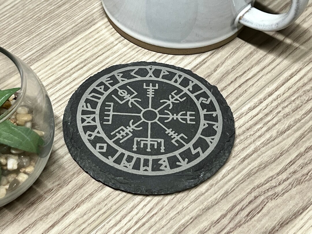 Viking Nordic Compass - Slate Coaster - Laser Engraved Gift - the ...