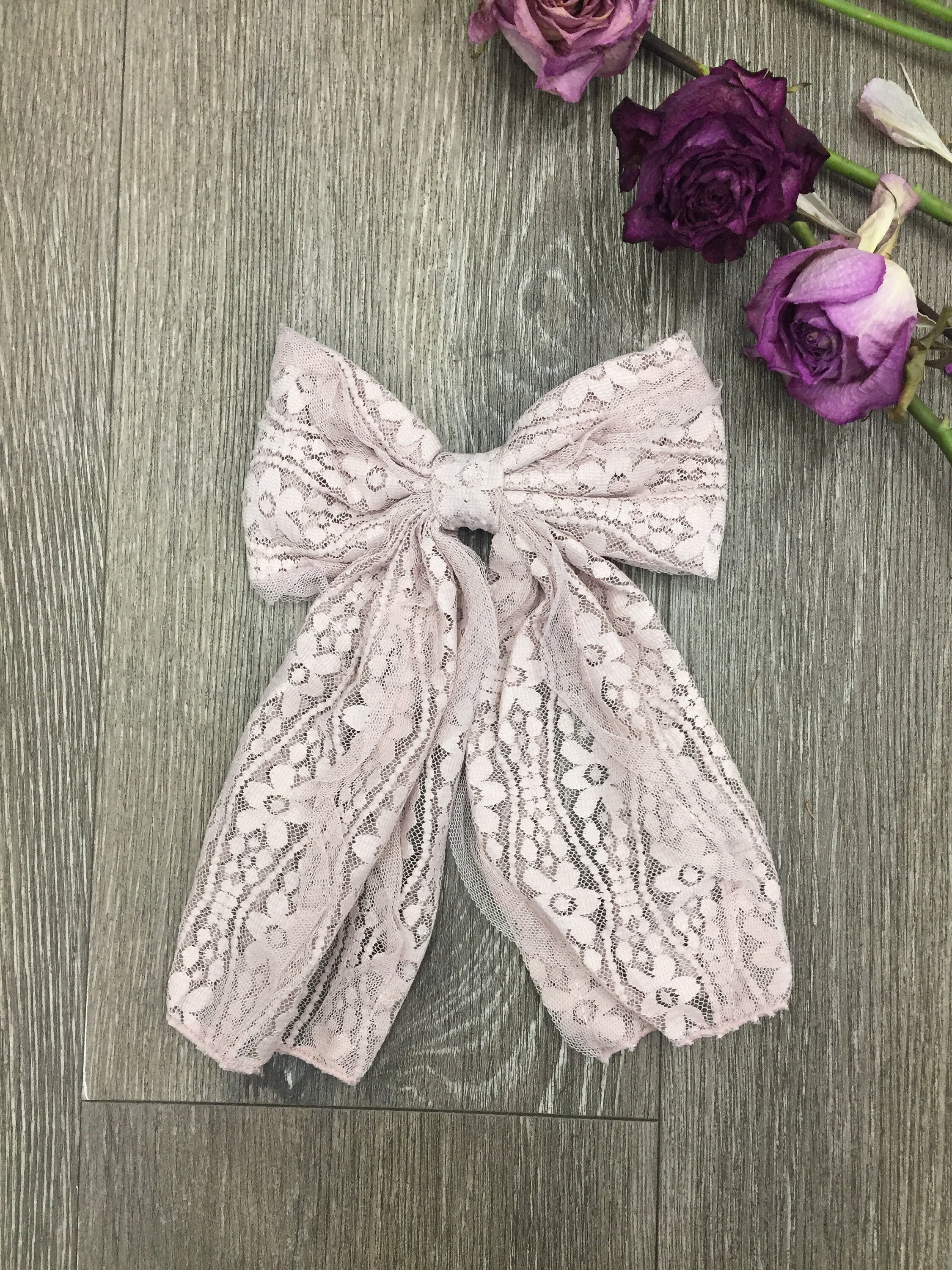 Lace Tulle Wedding Bow, Floral Pattern, Large Hair Bow - Etsy