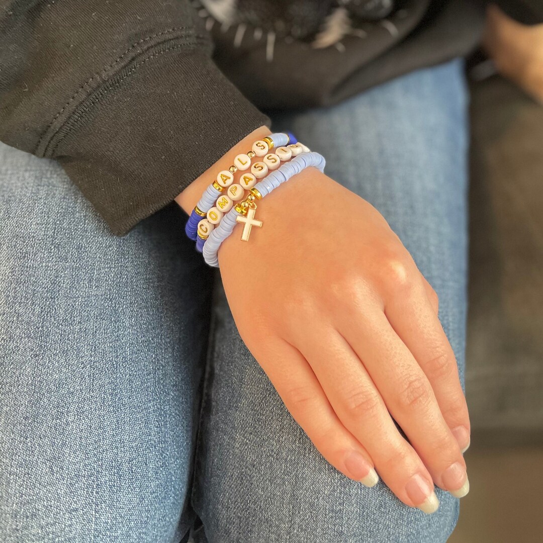 ALS Bracelet Set, Lou Gehrig's, Bracelets for Her, ALS Gift Set, Cross ...