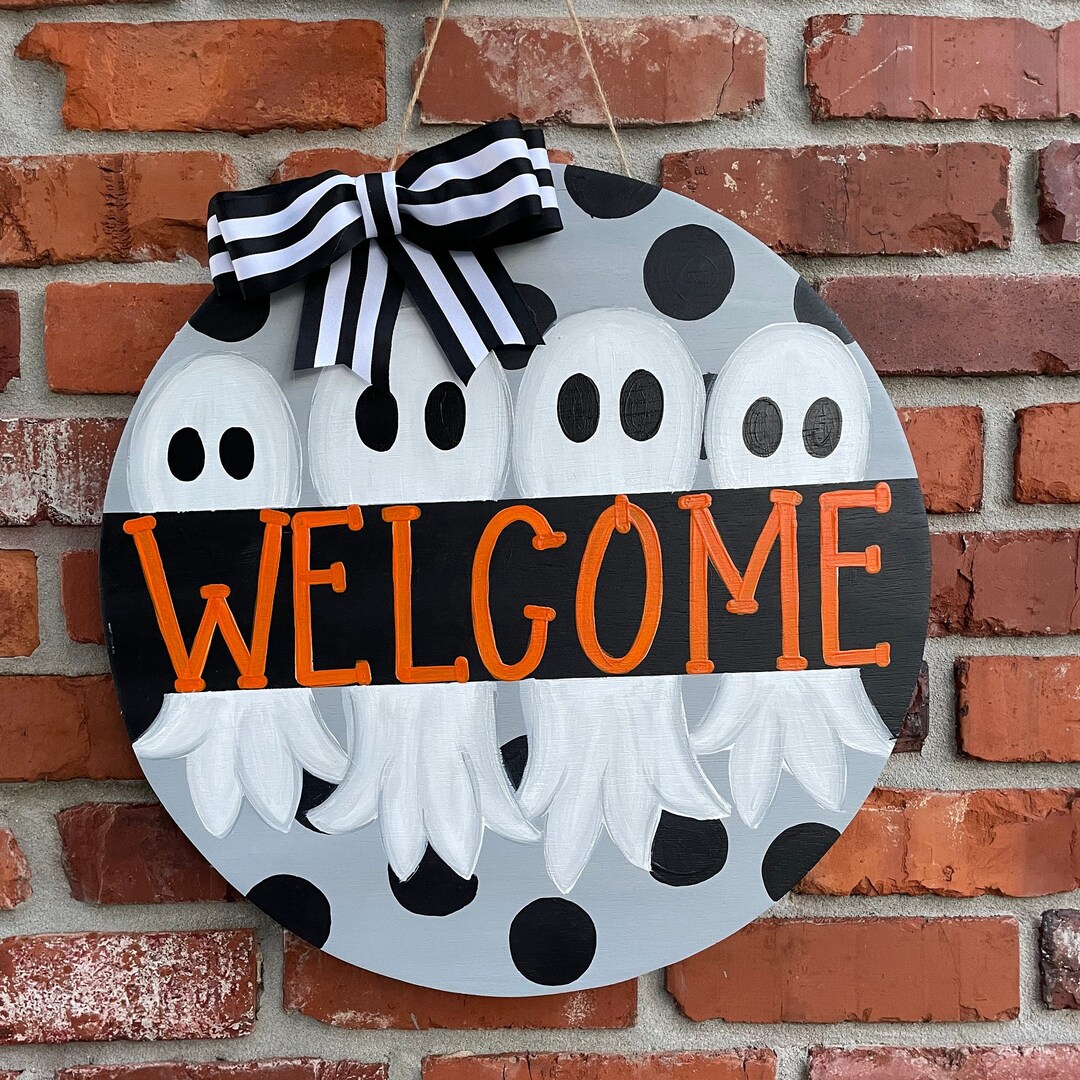Ghost Door Hanger | Halloween Door Hanger | Halloween Ghost Door Sign ...