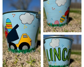Painted Easter Bucket | Personalized Easter Basket | Easter Bucket | Easter Basket | Easer Pail ...