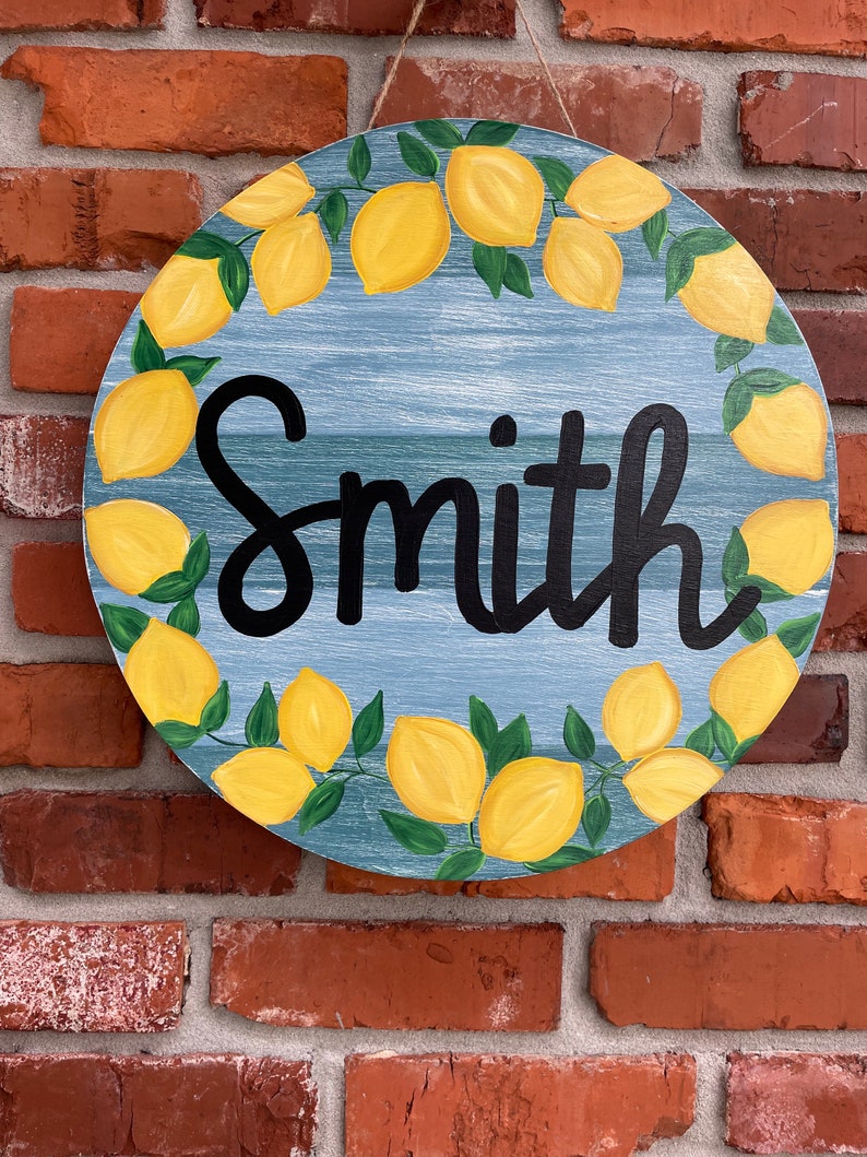 Lemon Door Hanger Lemon Welcome Sign Year Around Door - Etsy