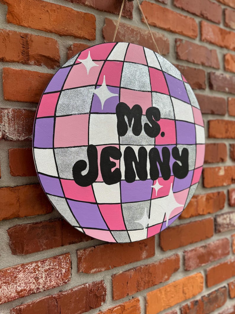 Teacher Disco Ball Door Hanger | Classroom Door Hanger | Custom Teacher ...