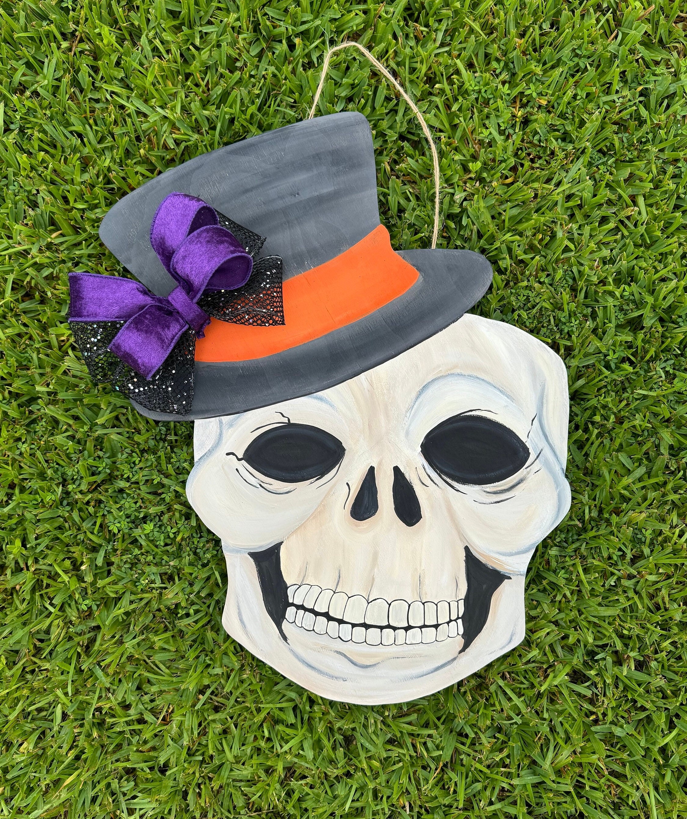 Skeleton Door Hanger | Halloween Door Hanger | Skull Halloween Door ...