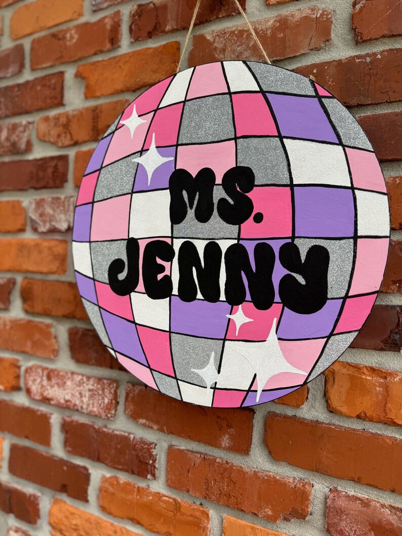 Teacher Disco Ball Door Hanger | Classroom Door Hanger | Custom Teacher ...
