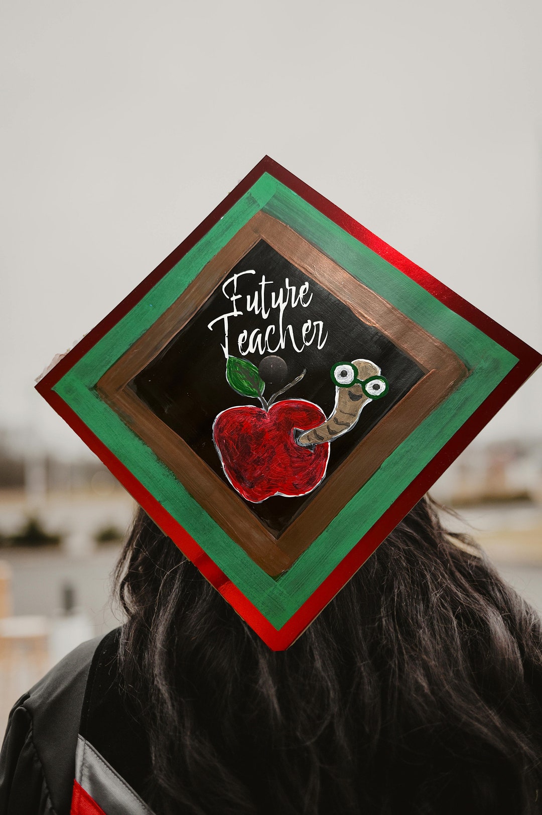 Future Teacher - Hand-painted Grad Cap Topper – Stand Out at Graduation ...