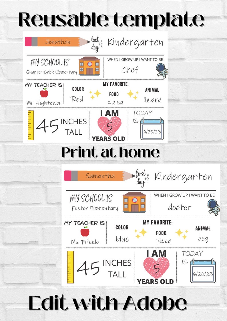Editable First & Last Day of School Signs - Printable for Any Grade ...