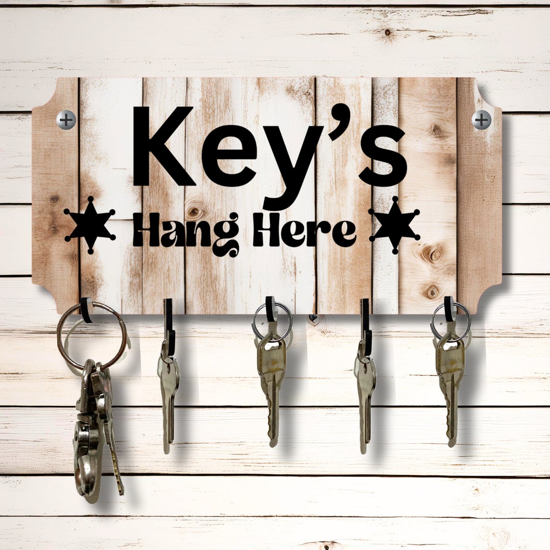 Keys Hang Here Rustic Key Wall Rack Holder Mount Organizer 10"x5 ...