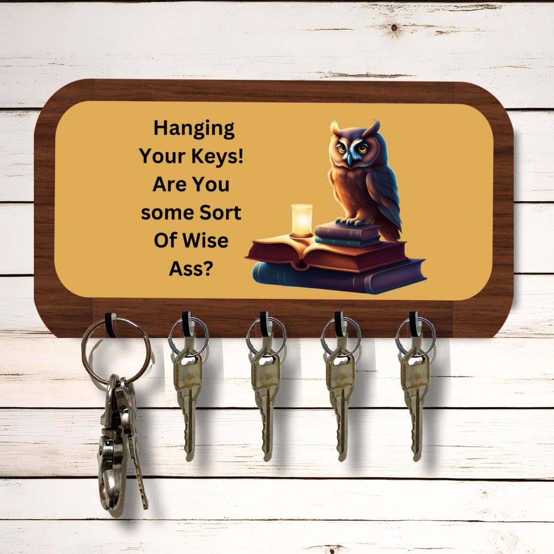 Owl Themed Key Wall Rack Holder Organizer 10"x5" Sublimated MDF Wood ...