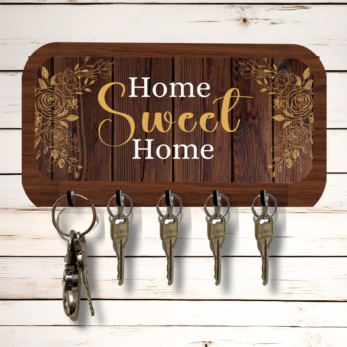 Home Sweet Home, Key Wall Rack Holder Organizer 10"x5" MDF Sublimated ...