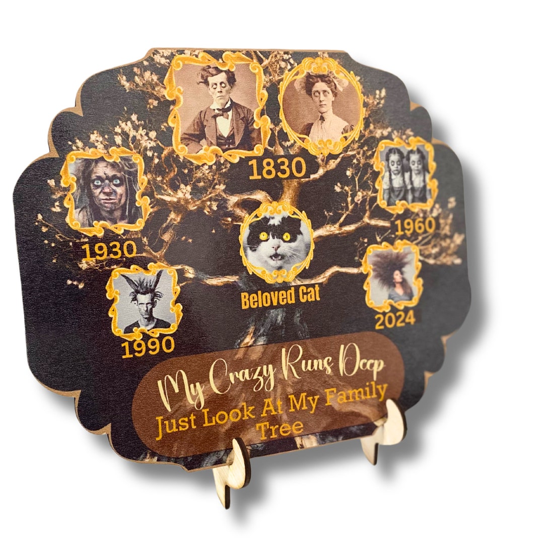 Funny My Crazy Runs Deep Desk Top Sign With Stand, MDF Wood Workplace ...