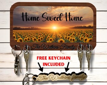 Happy Holiday Gnome Key Wall Rack Holder Organizer 10"x5" Sublimated ...