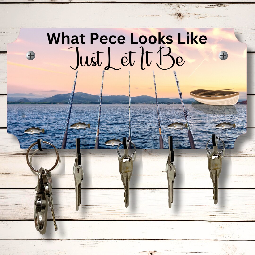 Fishing Themed Key Wall Rack Holder Gift Idea, Organizer 10"x5 ...