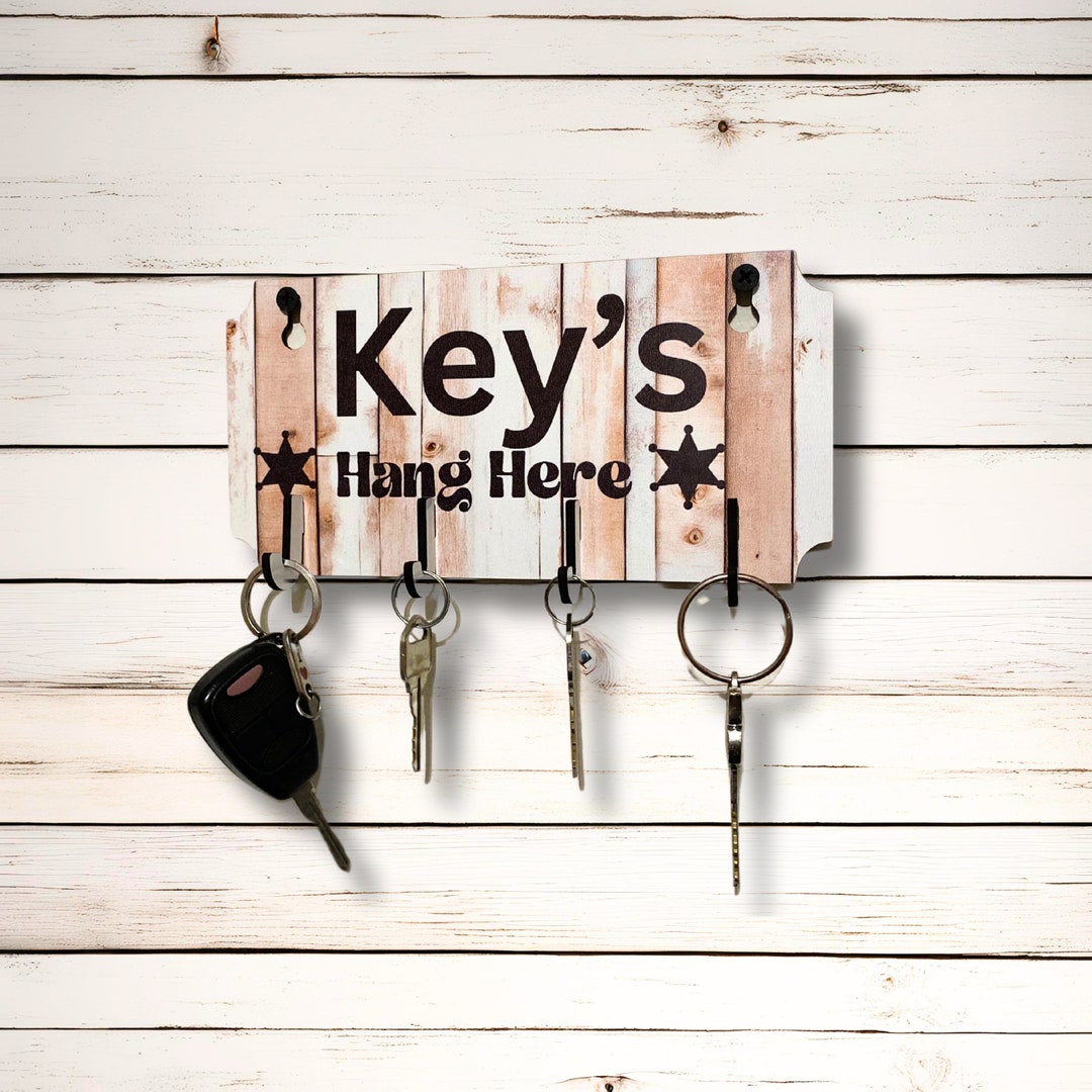 Keys Hang Here Rustic Key Wall Rack Holder Mount Organizer 8x4 ...