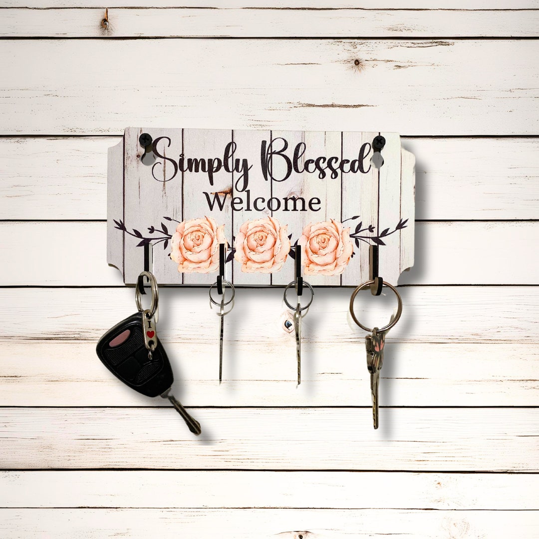 Simply Blessed Welcome Key Wall Rack Holder Organizer 8x4 Sublimated ...