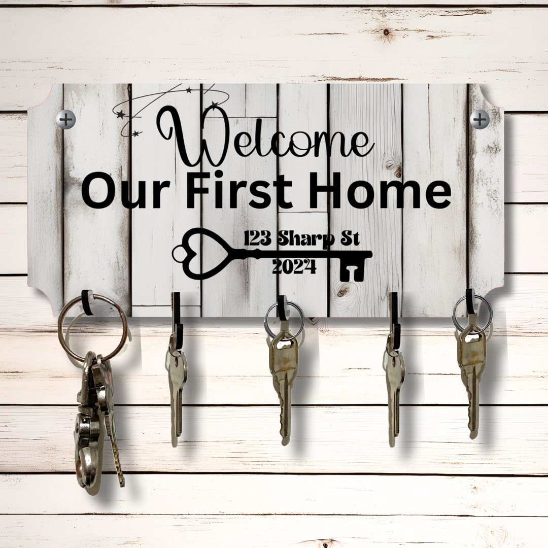Our First Home, Personalized Key Wall Rack Holder Organizer 10"x5" MDF ...