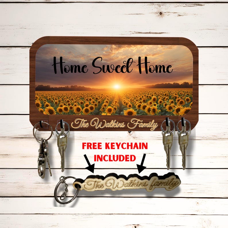 Personalized Home Sweet Home Key Wall Rack Holder Organizer 10"x5 ...