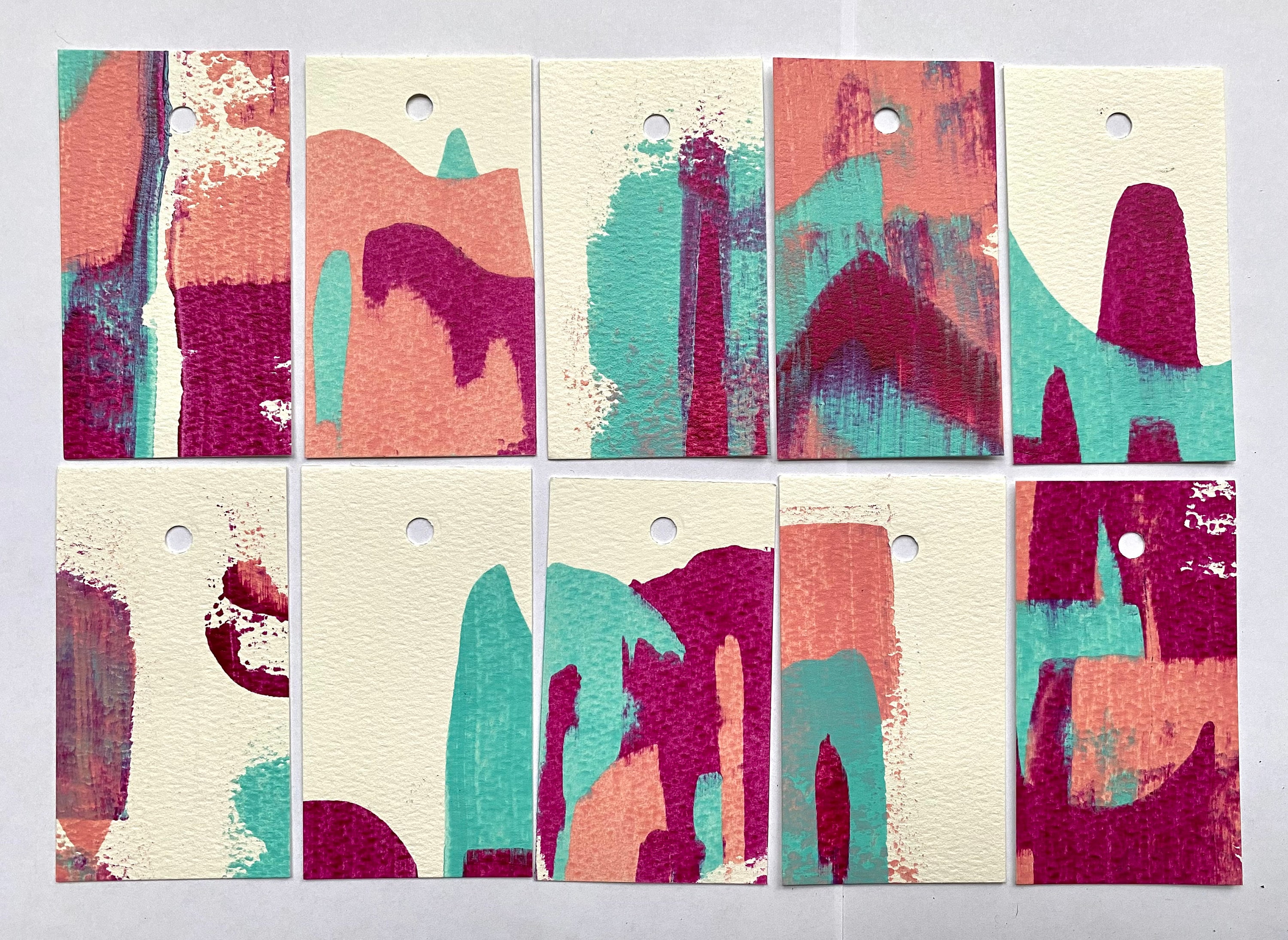 Handmade Abstract Gift Tags Party Gift Tags Pink and Blue Gender Reveal ...