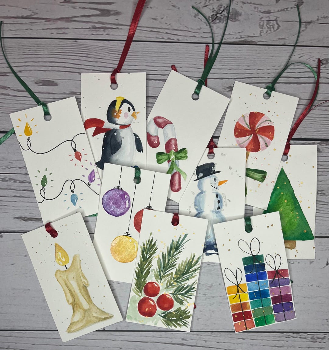 Homemade Watercolor Christmas Gift Tags | Hand Painted Holiday Gift ...