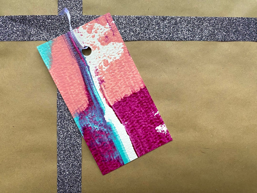 Handmade Abstract Gift Tags | Party Gift Tags | Pink and Blue Gender ...