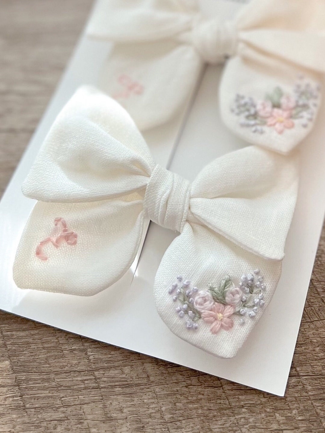 Hand Embroidered Bloom Bow - Etsy