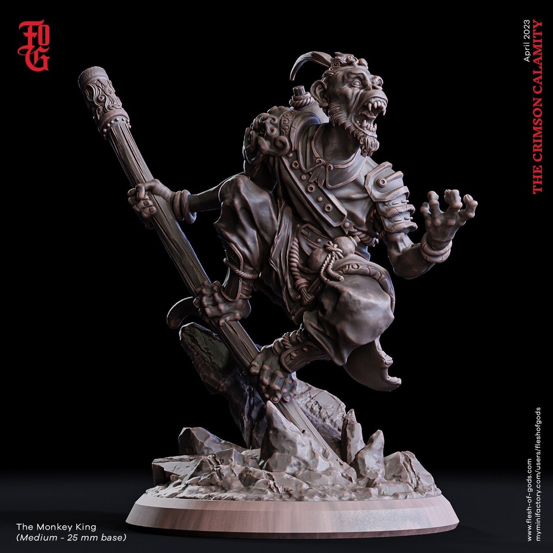 The Monkey King, Hero for DND or Pathfinder 8K Resin Based Miniature ...