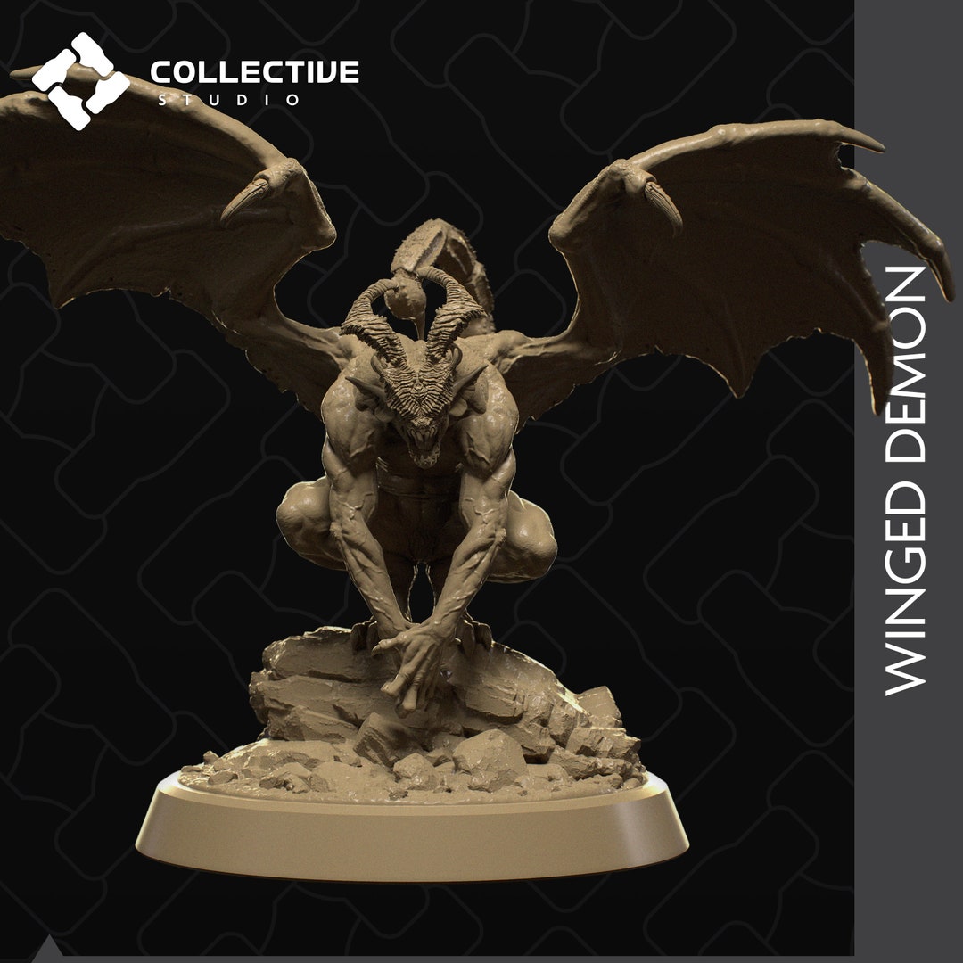 Winged Demon, Enemy for DND or Pathfinder 8K Resin Based Miniature 32mm ...