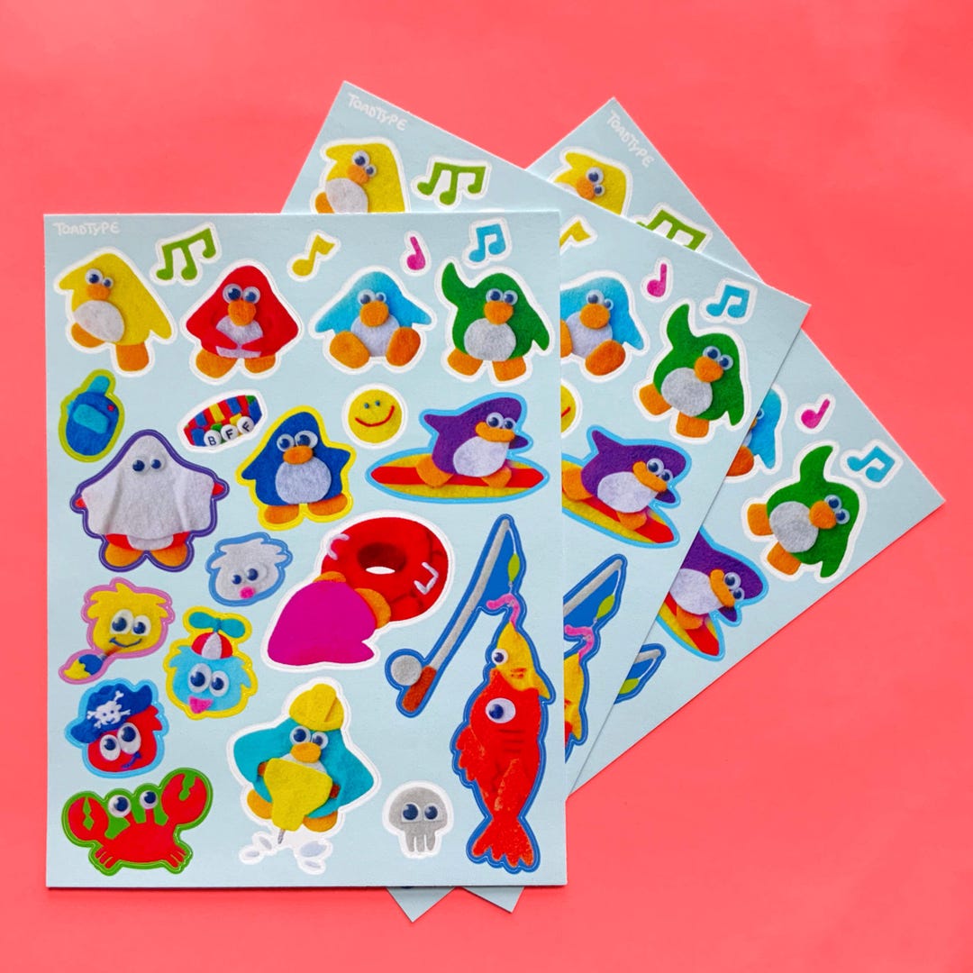 Felt-style Club Penguin Vinyl Sticker Sheet - Etsy