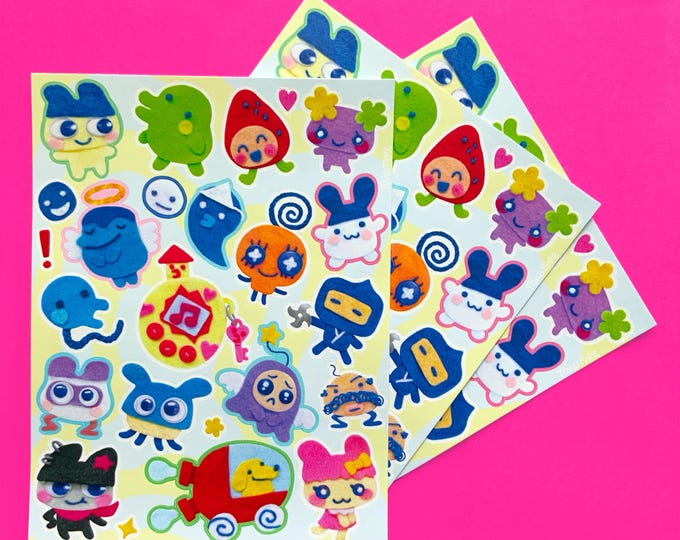 Tamagotchi Felt Vinyl Sticker Sheet - Etsy
