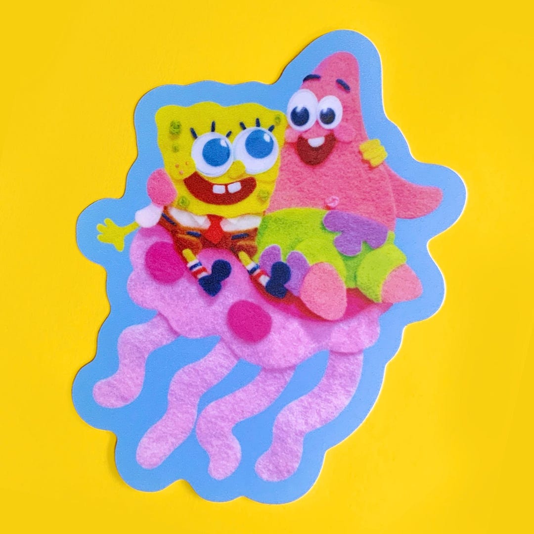 Spongebob and Patrick Jellyfish Felt Vinyl Sticker - Etsy