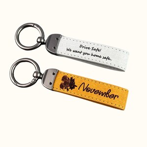 Personalized Birth Flower Keychain Leather Keychain With Name for Women ...