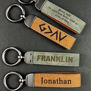 Personalized Father Gift Leather Keychain for Dad Custom Accessory ...