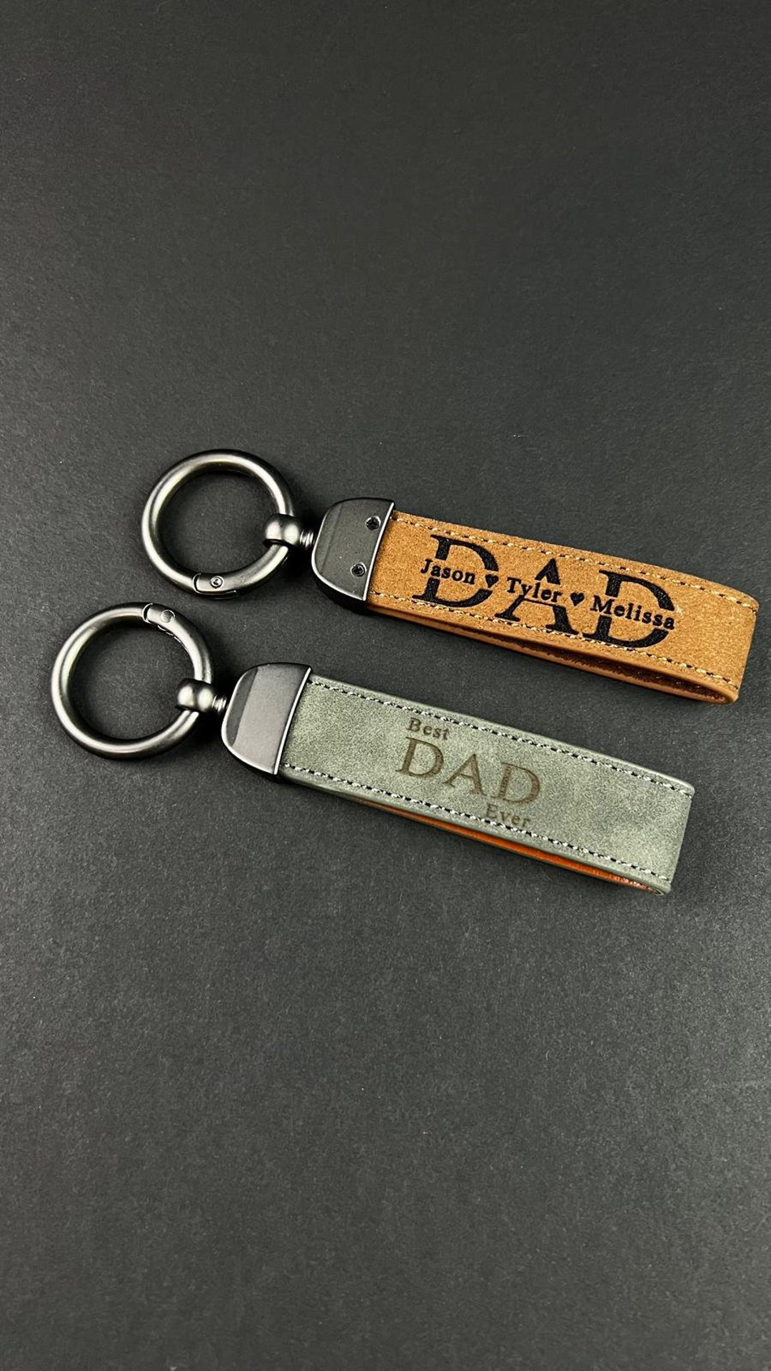 Personalized Father Gift Leather Keychain for Dad Custom Accessory ...