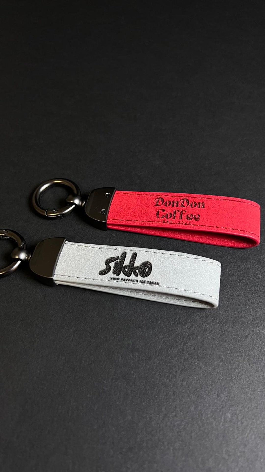 Laser Engraved Leather Company Logo Keychain: Corporate Gift - Etsy
