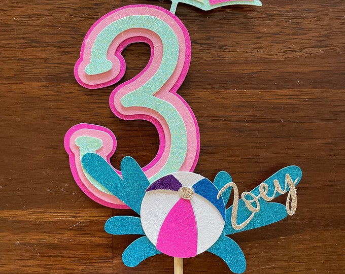 Pool Themed Cake Topper, Pool Cake Topper, Birthday Cake Topper ...