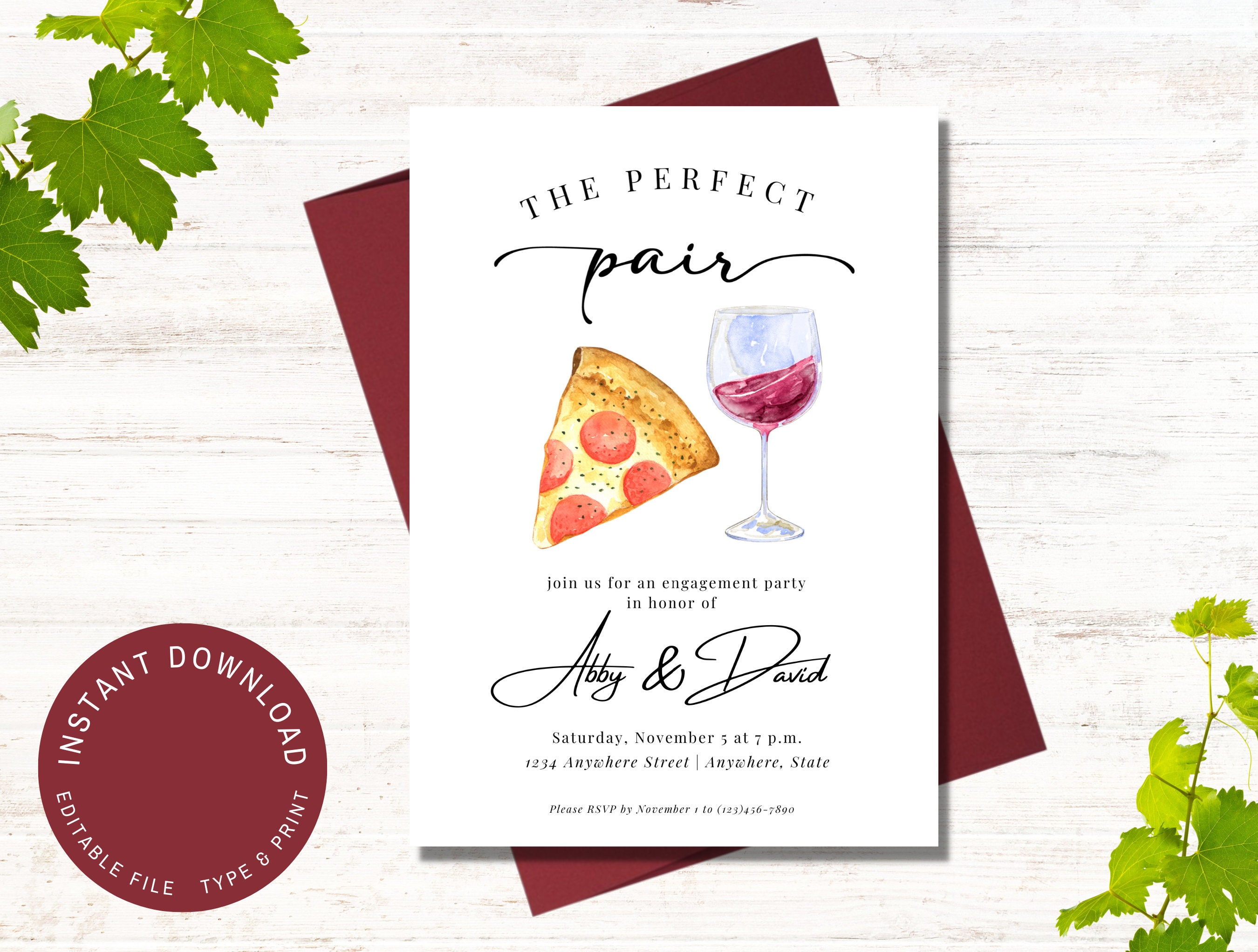 Perfect Pair Engagement Party Invitation Instant Download Editable ...